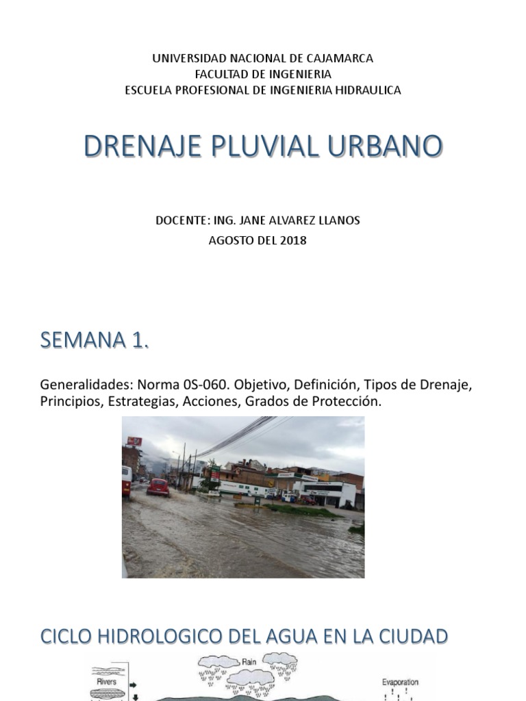 Semana 1 - Drenaje Pluvial Urbano | PDF | Alcantarillado | Precipitación