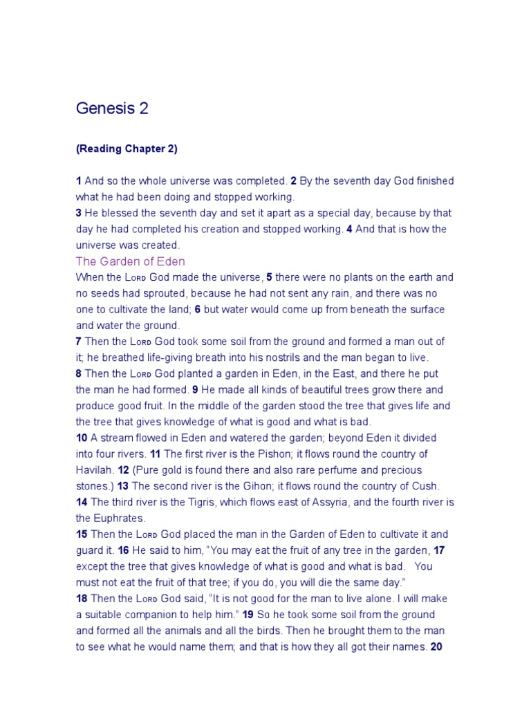 Genesis 2: The Garden of Eden | PDF | Garden Of Eden | Gardens