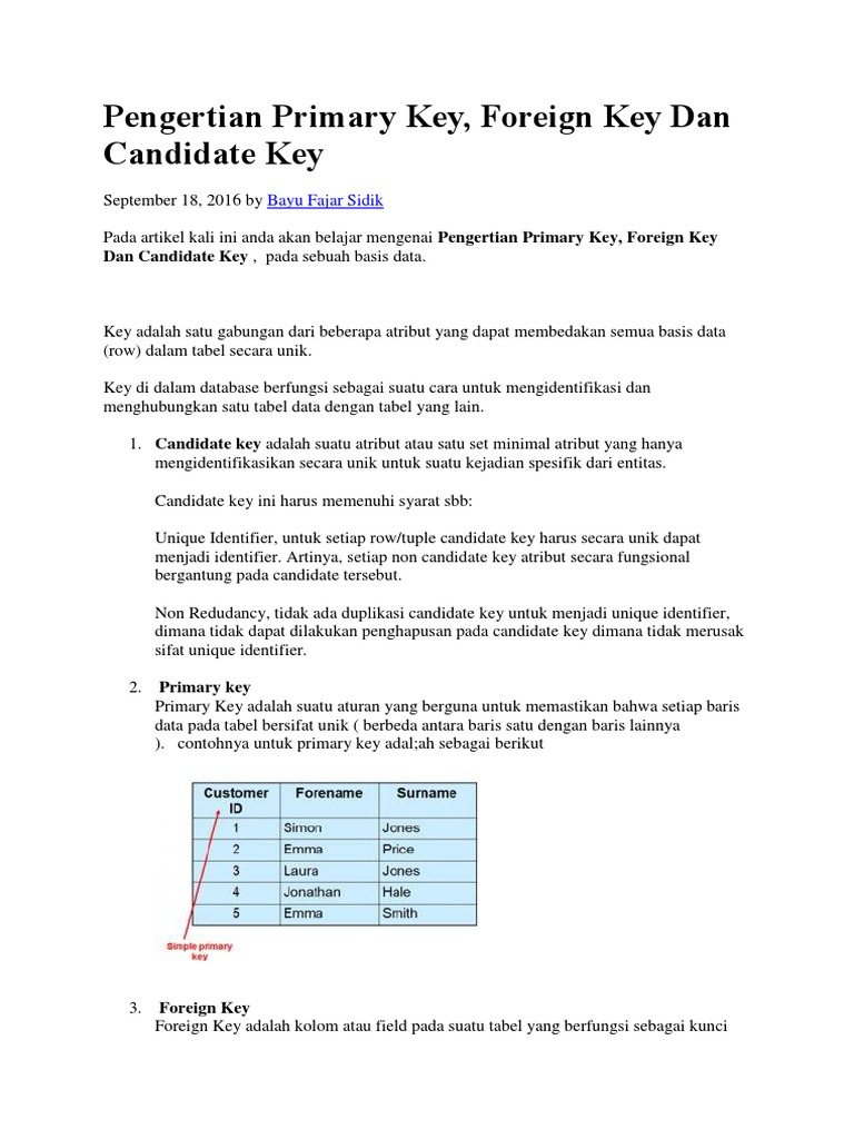 Pengertian Primary Key | PDF