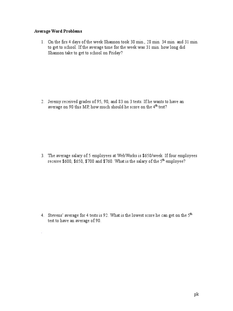 Average Word Problems | PDF
