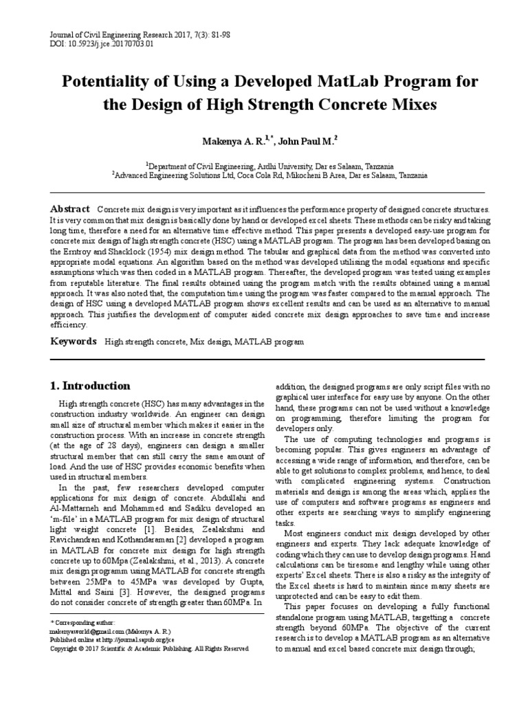 High Strength Concrete | PDF | Concrete | Computer Program