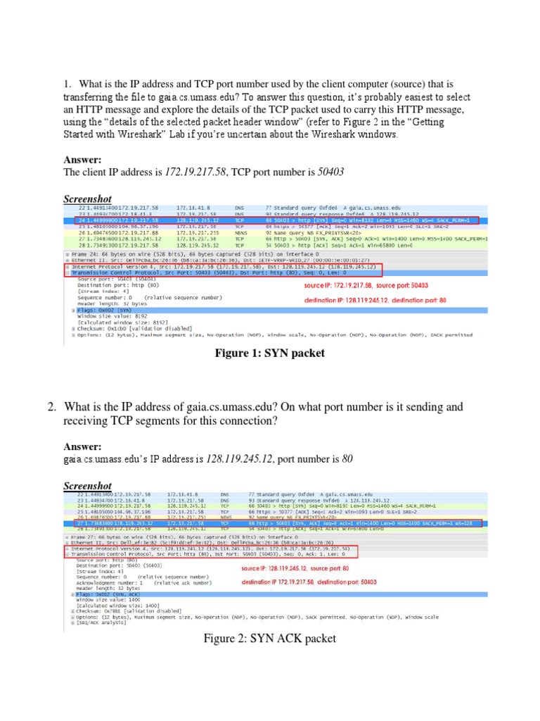 Wireshark Lab TCP Solution | PDF | Transmission Control Protocol | Port (Computer Networking)