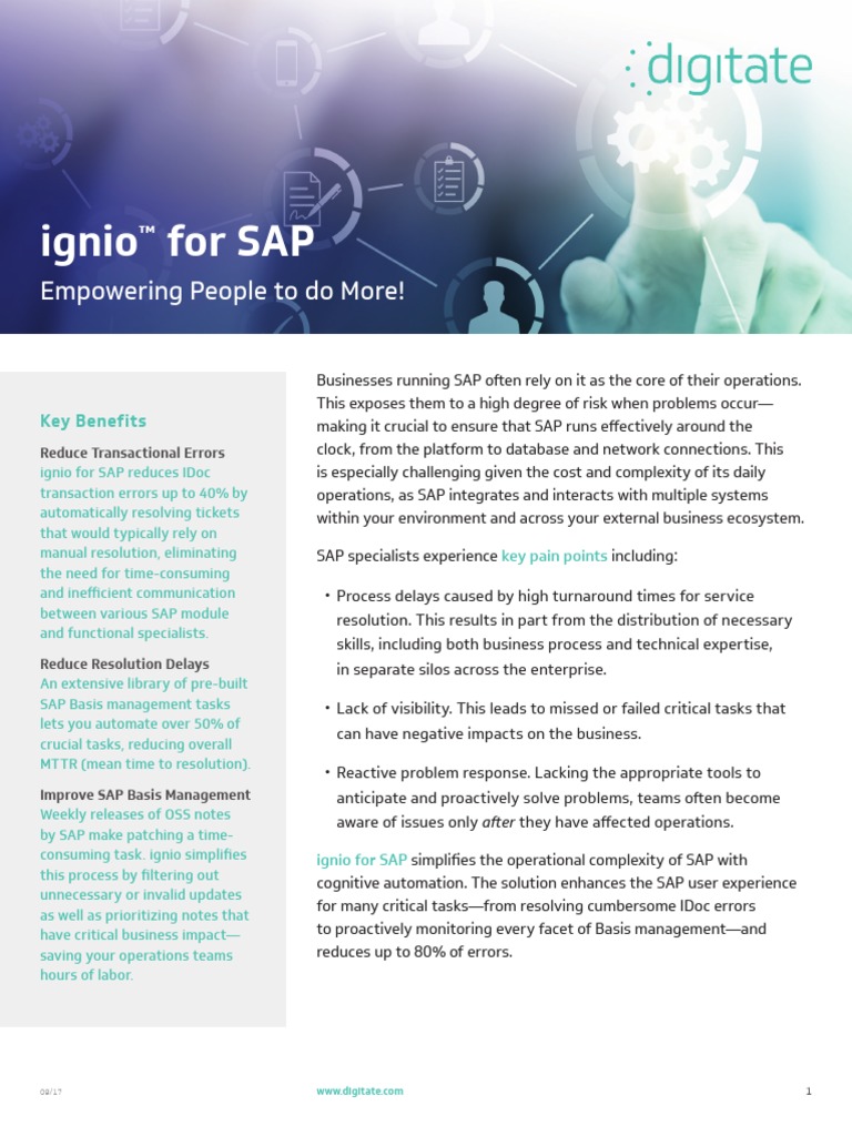 Ignio For SAP | PDF | Automation | Sap Se