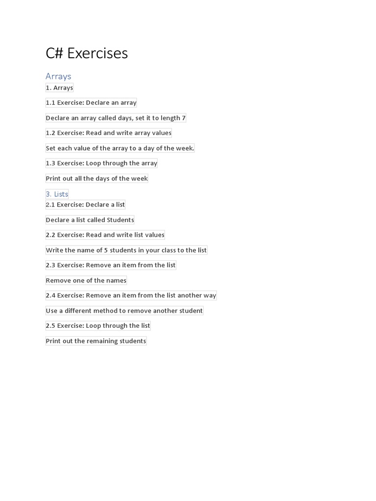 Collection Exercises | PDF