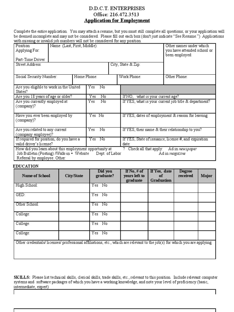 Driver Application | PDF | Employment | Social Institutions