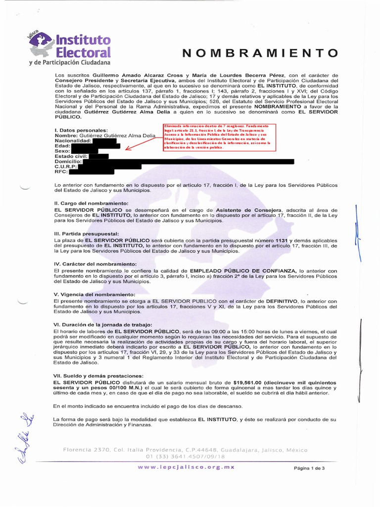 Nombramiento de Servidor Público en Jalisco | PDF | Salario | Pensión