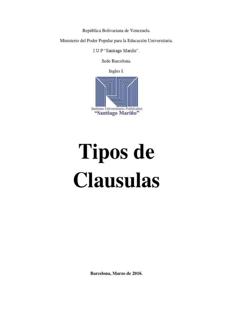 Tipos de Cláusulas en Inglés | PDF | Oración (Lingüística) | Asunto ...
