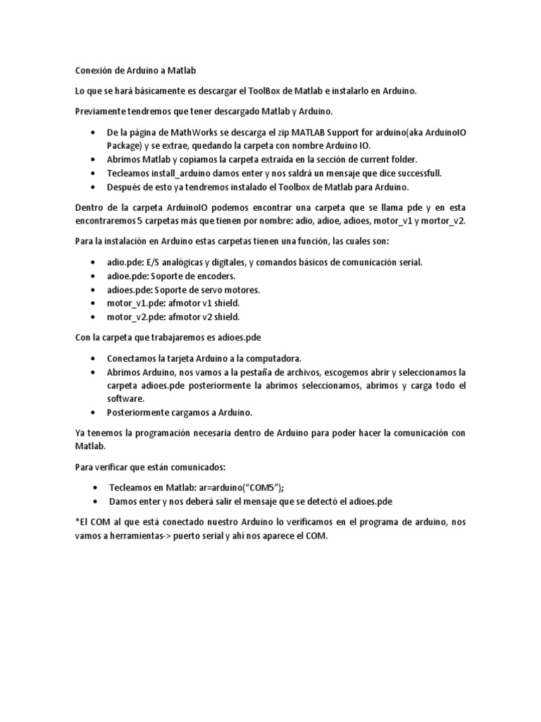 Conexión de Arduino A Matlab | PDF