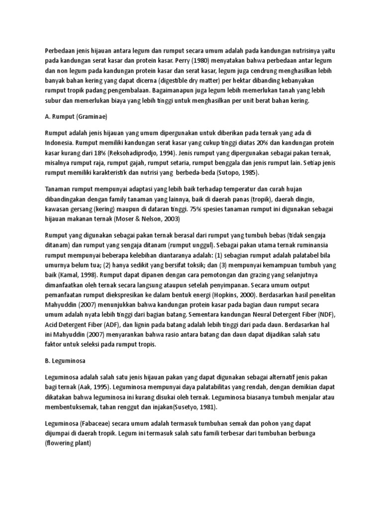 Perbedaan Rumput Dengan Legum | PDF