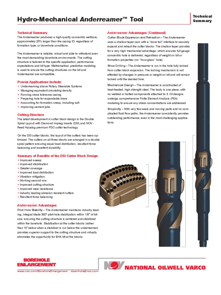 Hydro-Mechanical Anderreamer Tech Summary | PDF | Casing (Borehole) | Mechanical Engineering