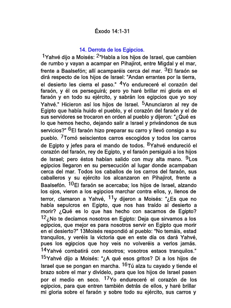 Exodo 14. 1-31 | PDF | Moisés | Libro del éxodo