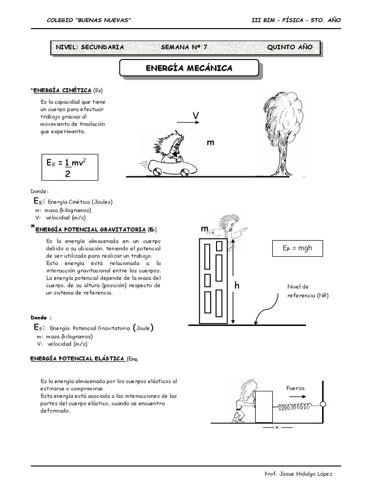 Energía Mecánica: Conceptos y Ejercicios | PDF | Energía potencial ...