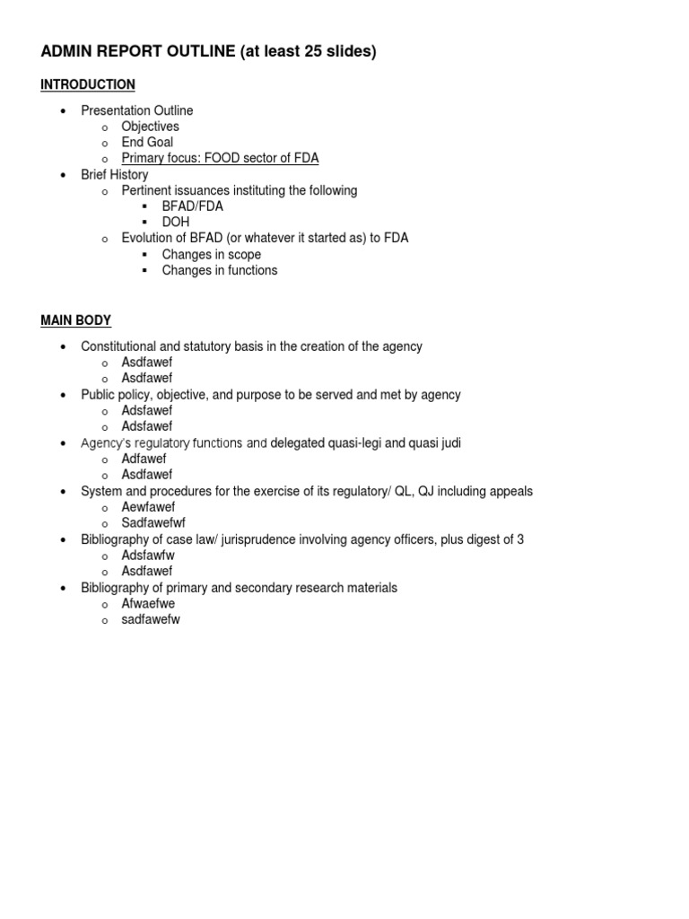 Admin Report Outline | PDF