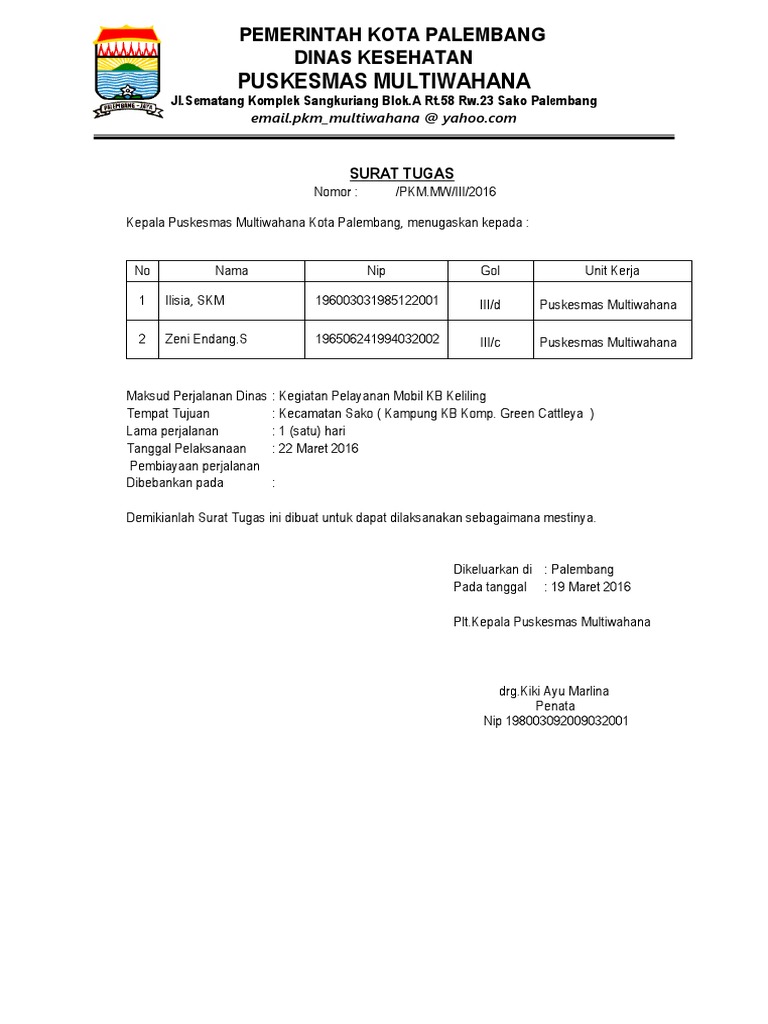 Surat Tugas Retribusi | PDF