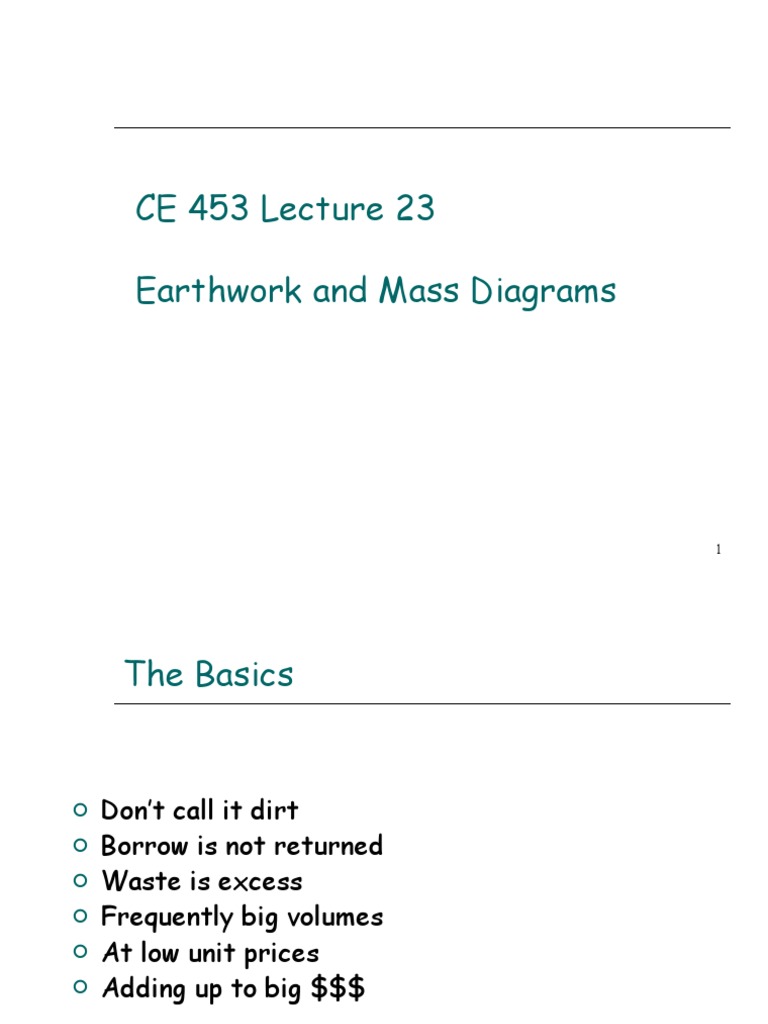Mass Diagram for Earthwork Analysis | PDF | Area | Volume