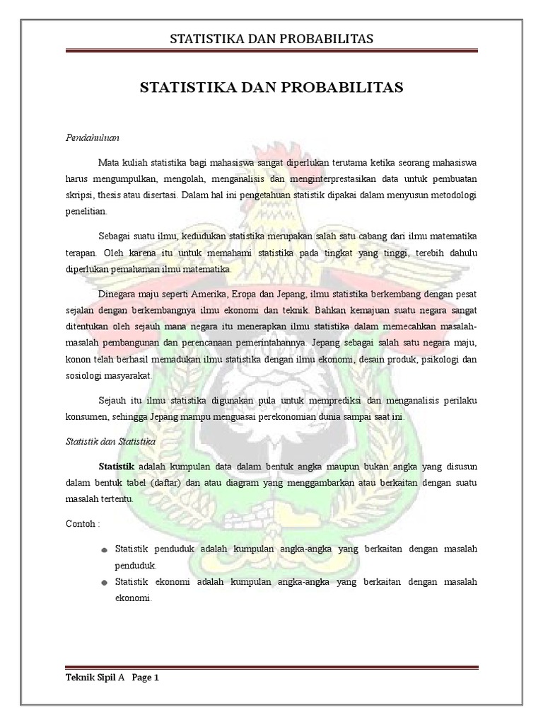 Statistik Dalam Teknik Sipil | PDF