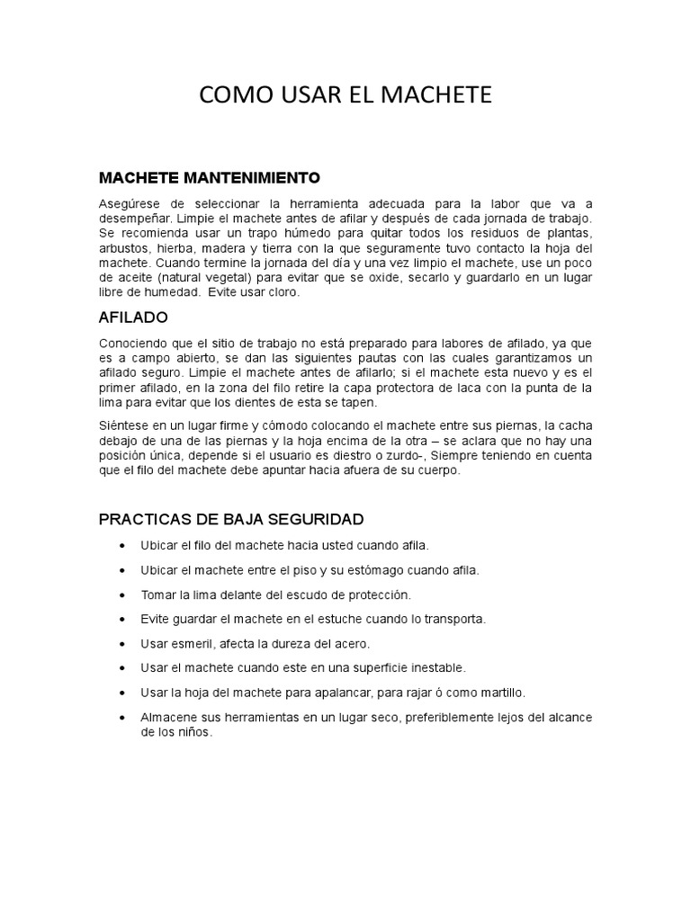 Como Usar El Machete | PDF | Lima | Naturaleza