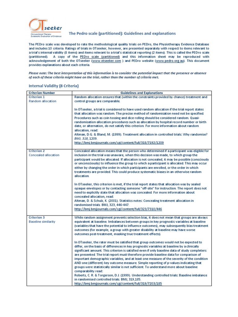 Pedro Scale | PDF | Confidence Interval | Clinical Trial