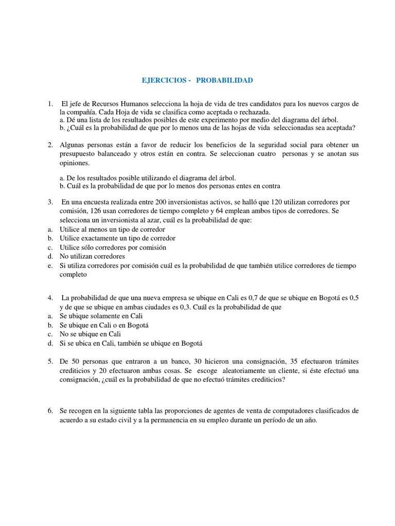Ejerc Probabi | PDF | Probabilidad | Enseñanza de matemática