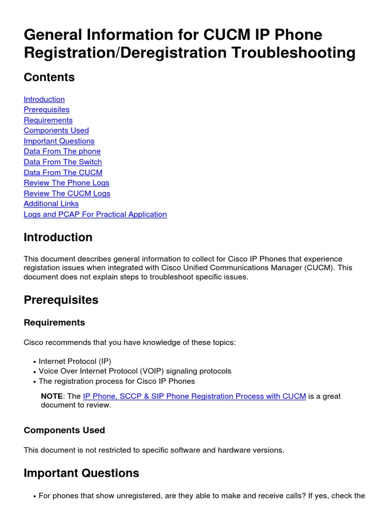 General Information For CUCM IP Phone Re | PDF | Session Initiation ...