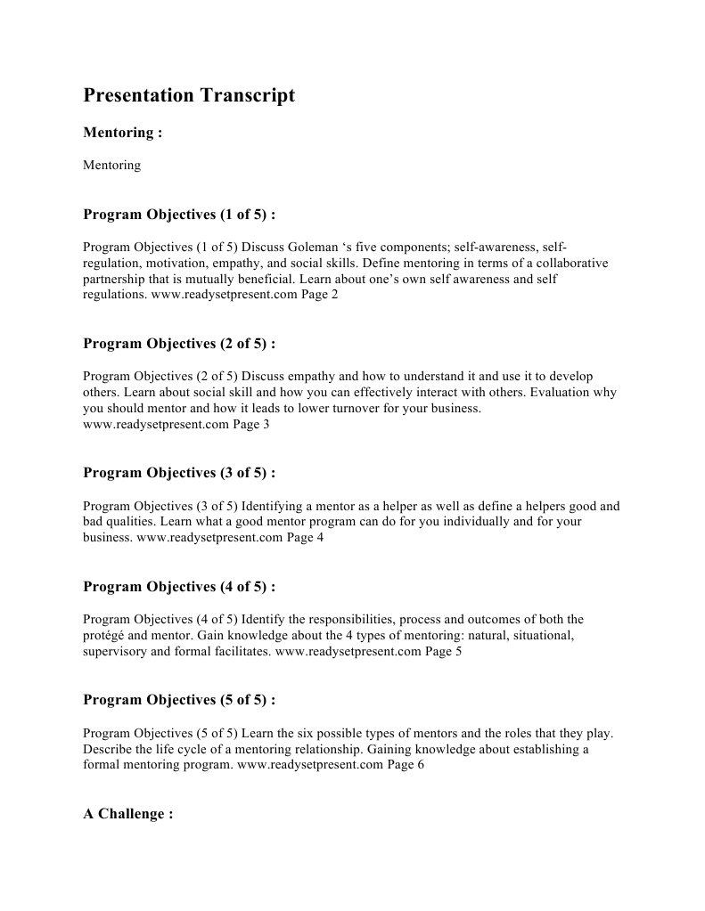 Presentation Transcript | Download Free PDF | Mentorship | Action ...