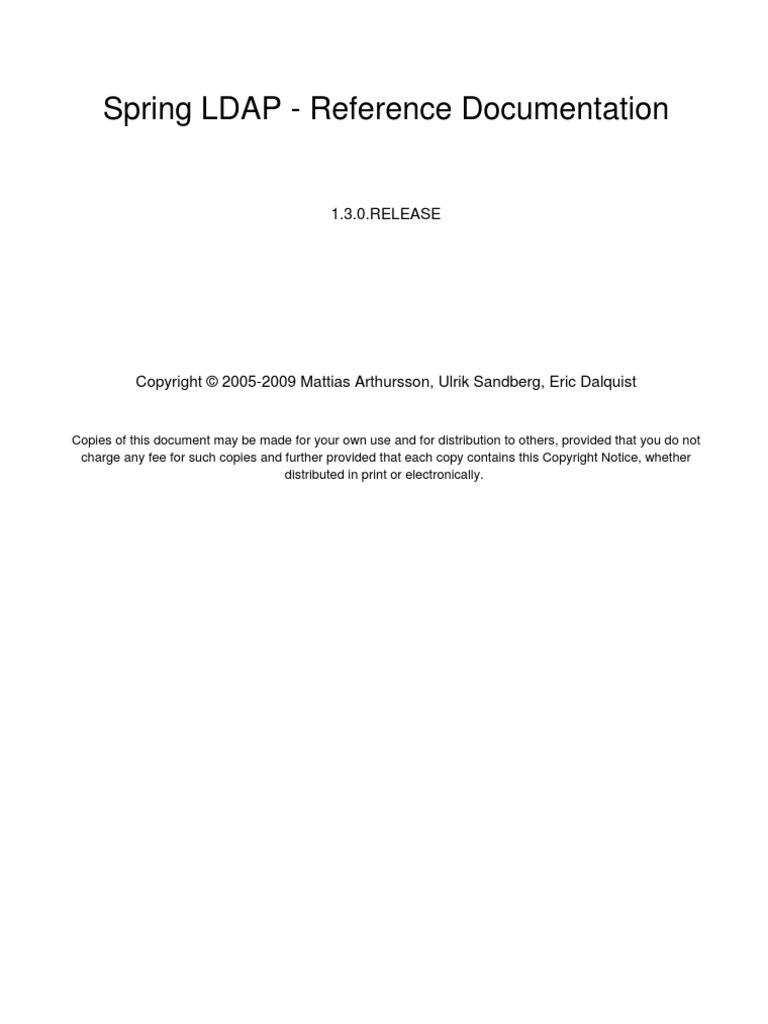 Spring Ldap Reference | PDF | Data Management | Computer Programming Spring Ldap Reference | PDF | Data Management | Computer Programming