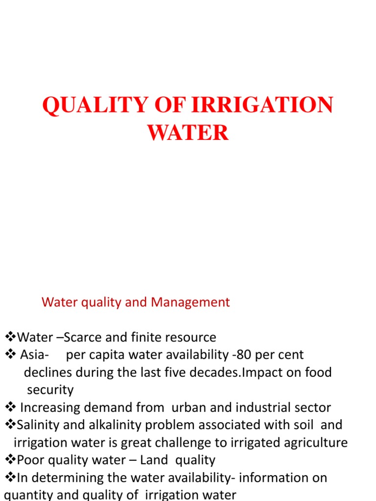 Quality of Irrigation Water | PDF | Salinity | Soil