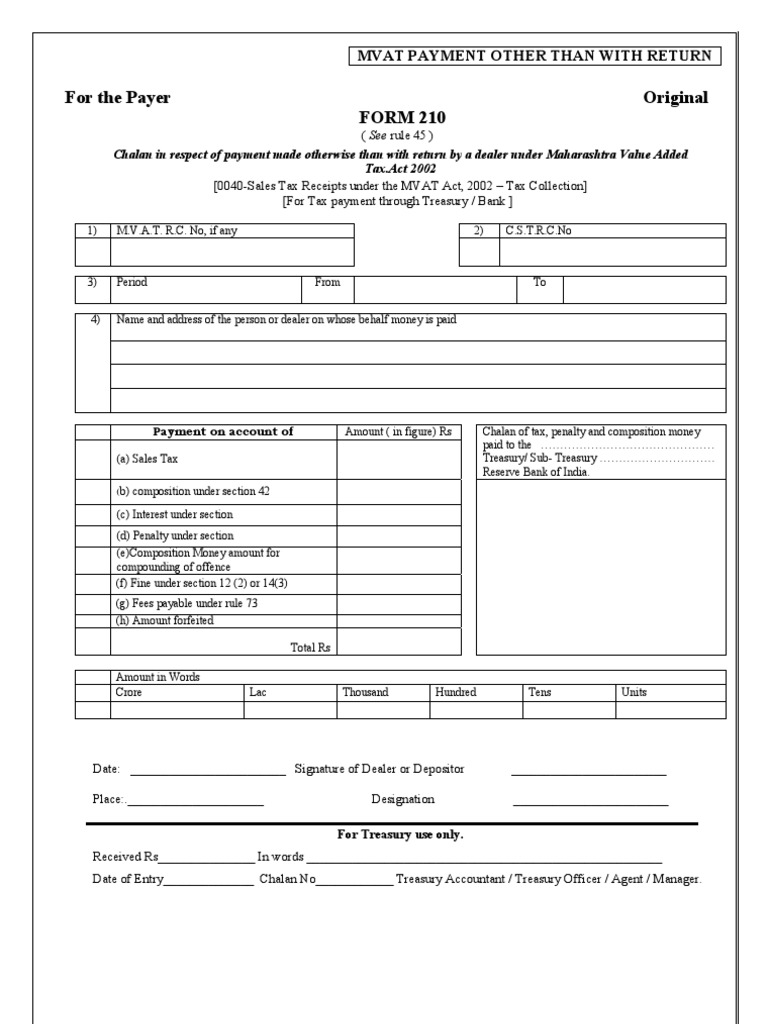 Form 210 | Download Free PDF | Payments | Value Added Tax
