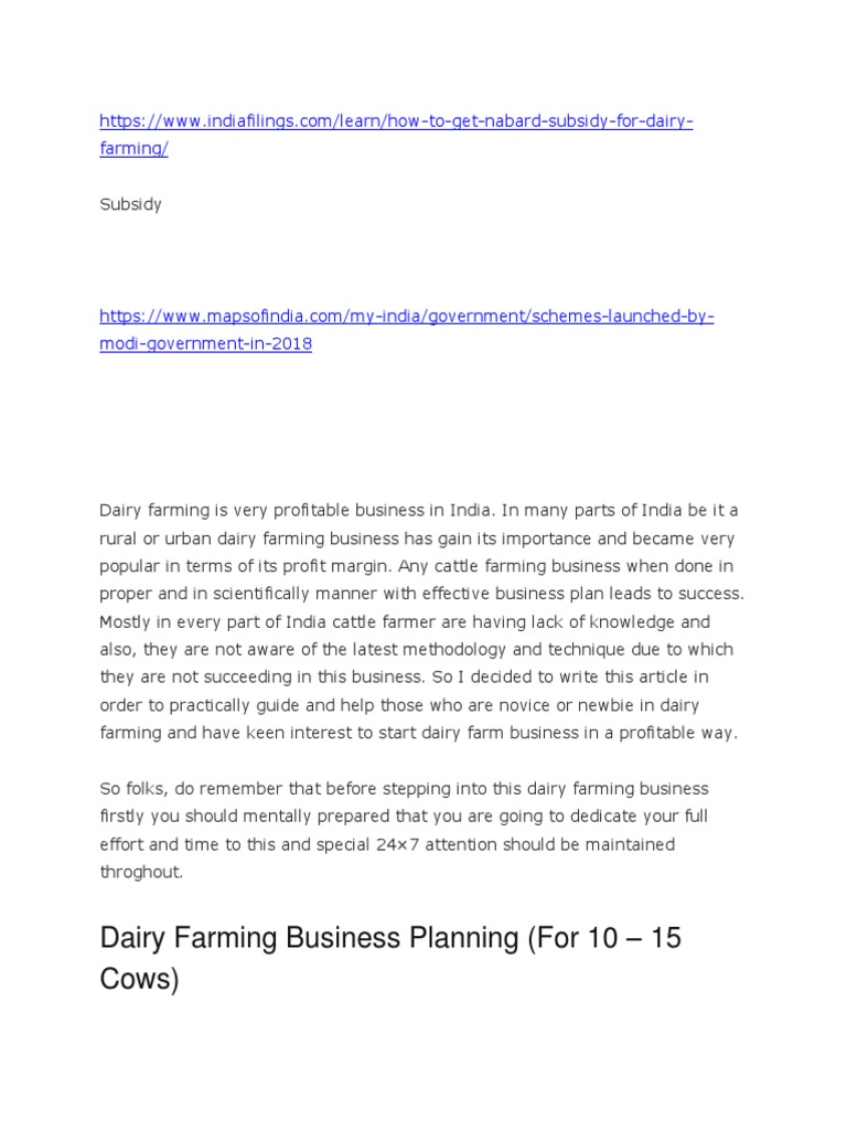 Dairy Business Plan | PDF | Dairy Cattle | Dairy Farming