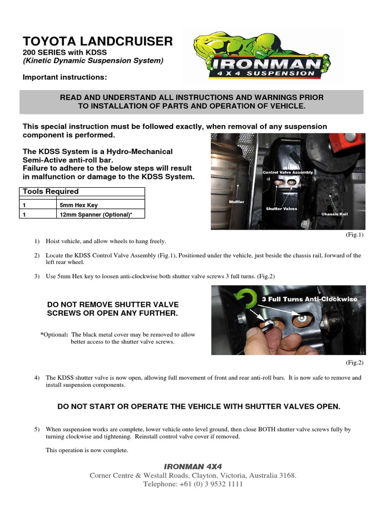 Landcruiser Kdss Instructions PDF | PDF