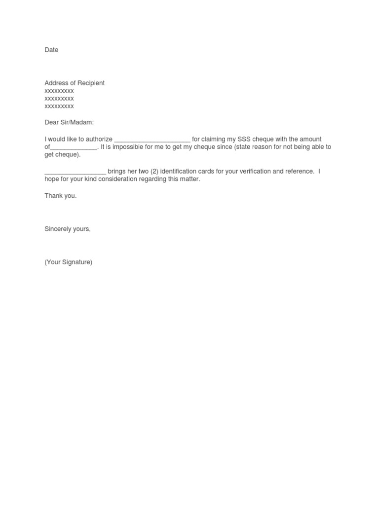 Authorization Letter Sss Loan Application | PDF