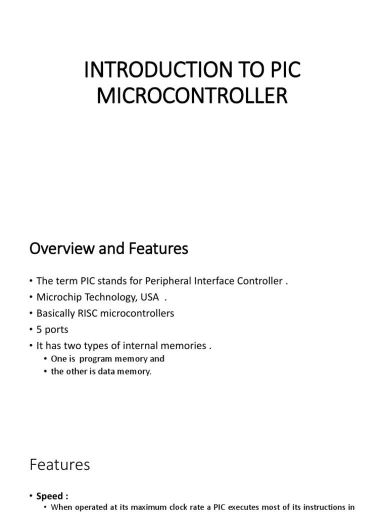 Introduction To Pic Microcontroller | Download Free PDF | Microcontroller | Classes Of Computers