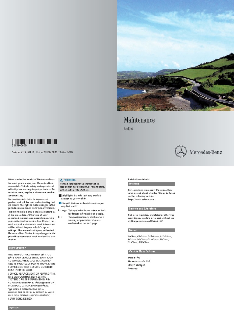 MY14 Maintenance Booklet PDF | PDF | Tire | Exhaust Gas