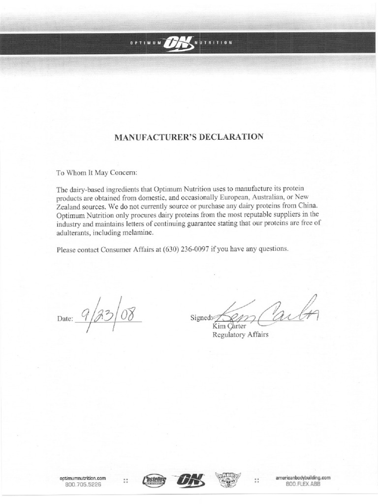 Melamine Statement - Consumers | PDF