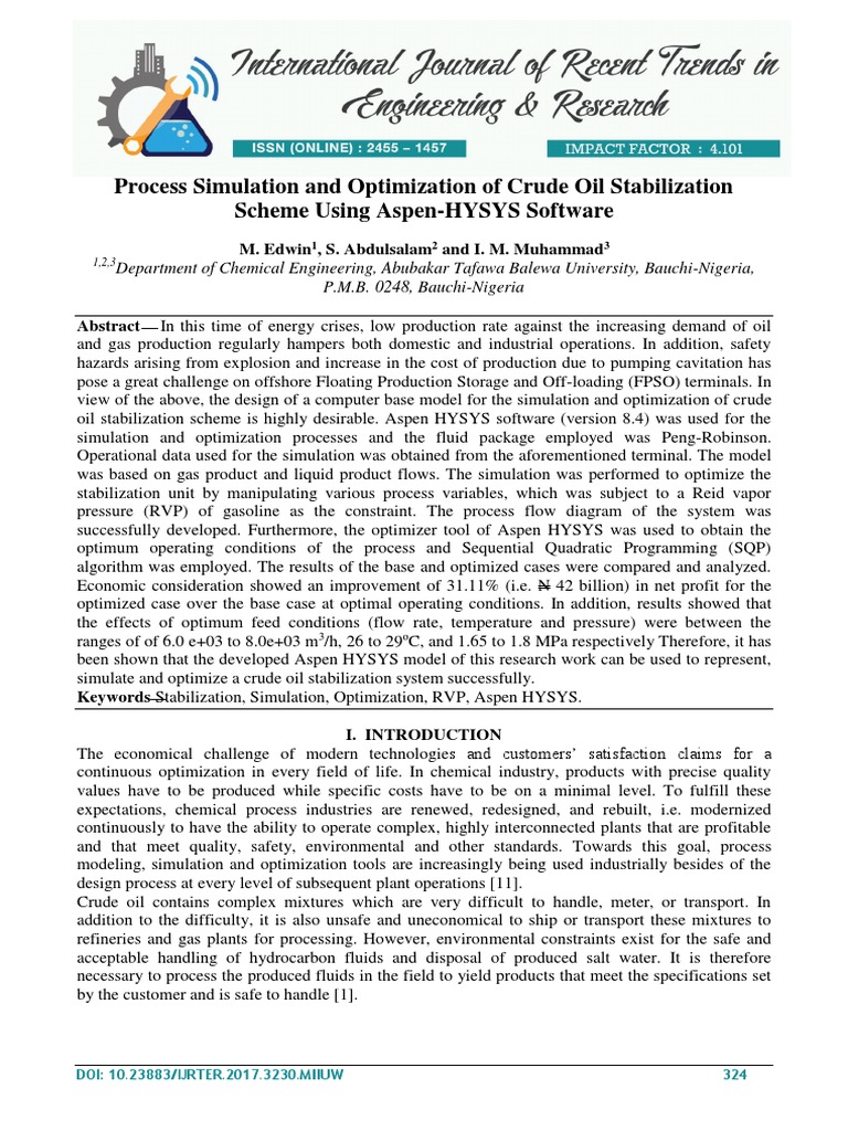 Lampiran Jurnal Process Simulation and Optimization of Crude Oil Stabilization Scheme Using ...