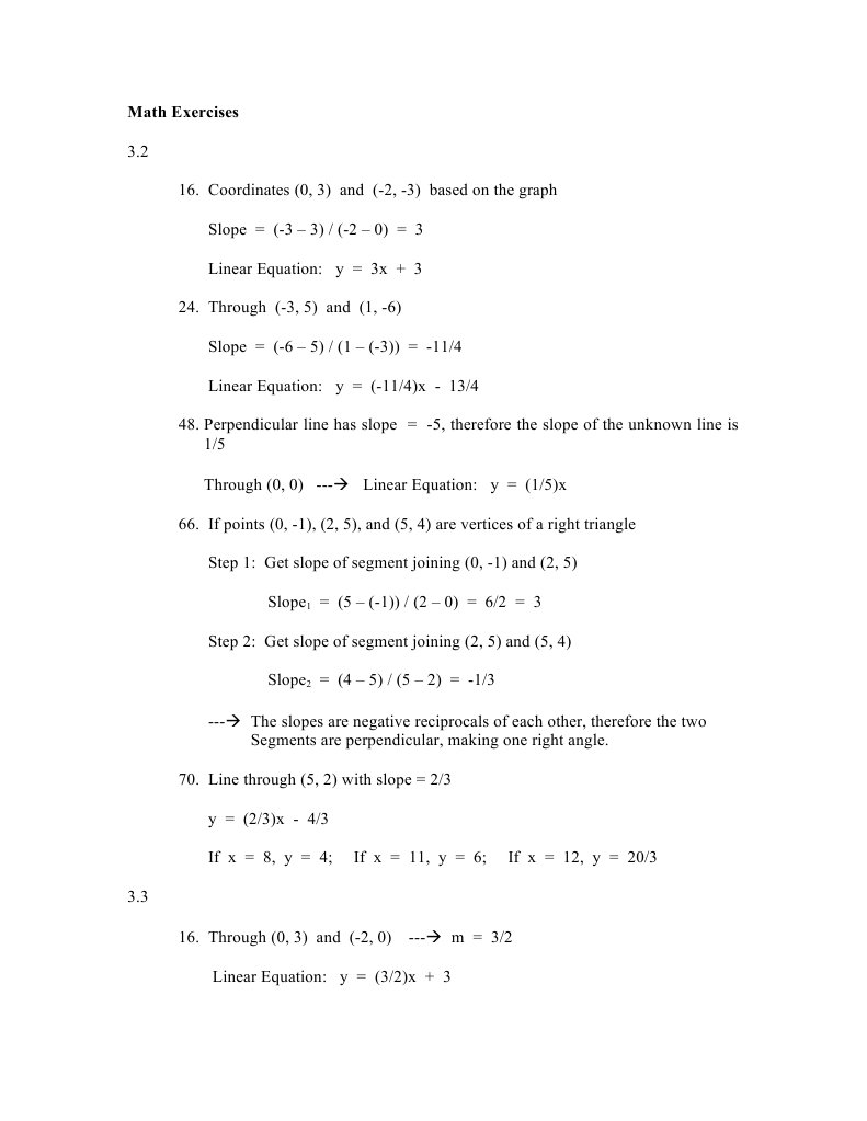 Math Exer2 | PDF | Slope | Equations