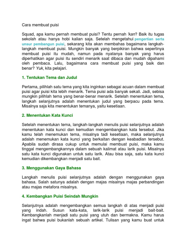 Cara Membuat Puisi | PDF