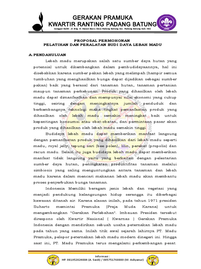 Proposal Lebah Madu Pramuka | PDF