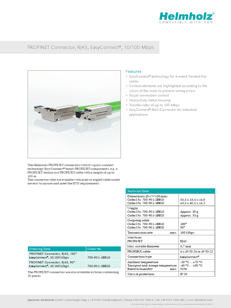 Profinet Connector Data Sheet | PDF | Electrical Connector | Electronic ...