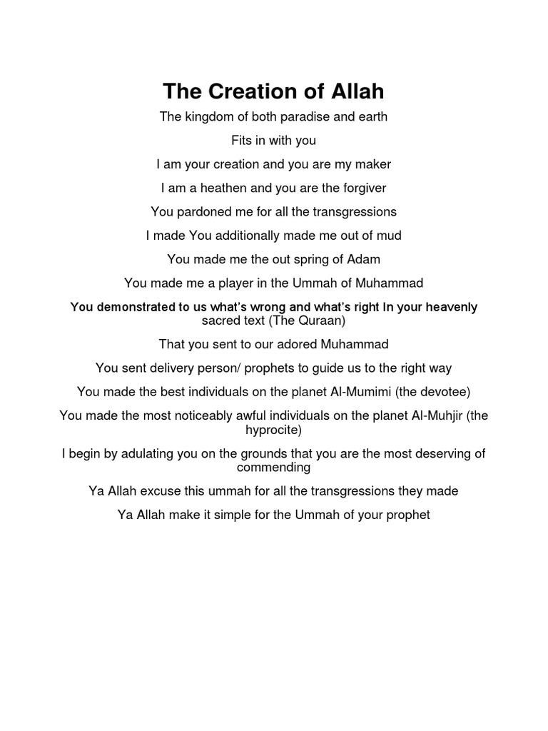 The Creation of Allah | PDF