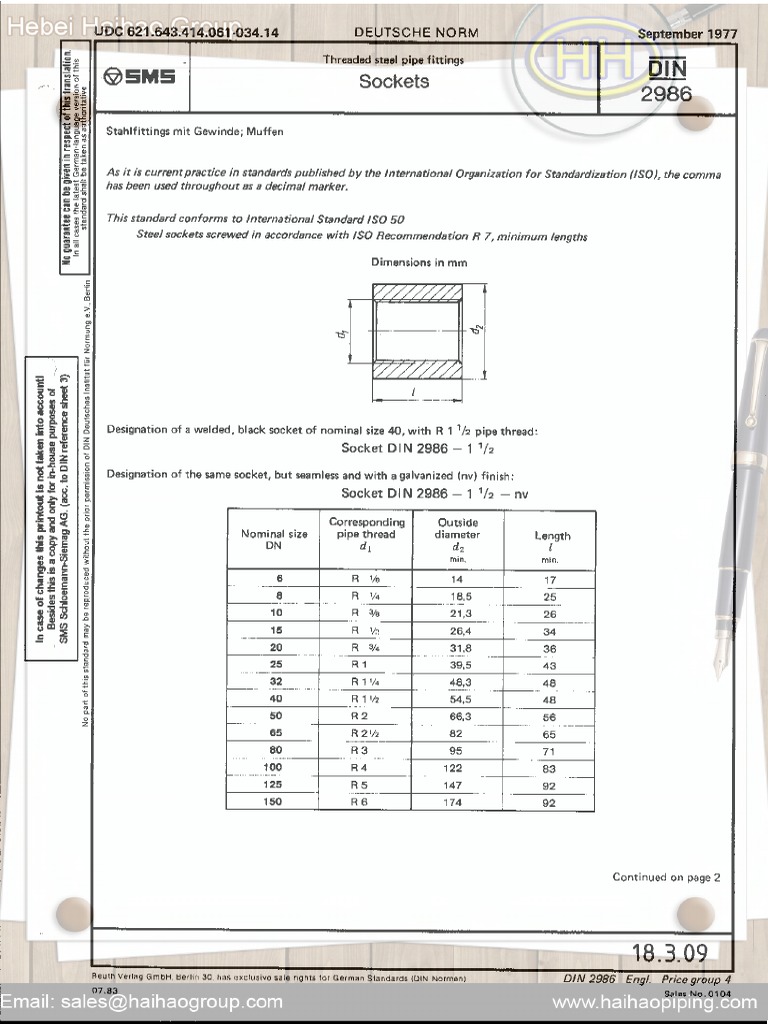DIN2986 Threaded Steel Pipe Fittings Sockets | PDF