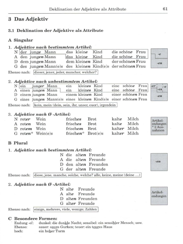 Deklination Der Adjektiv | PDF