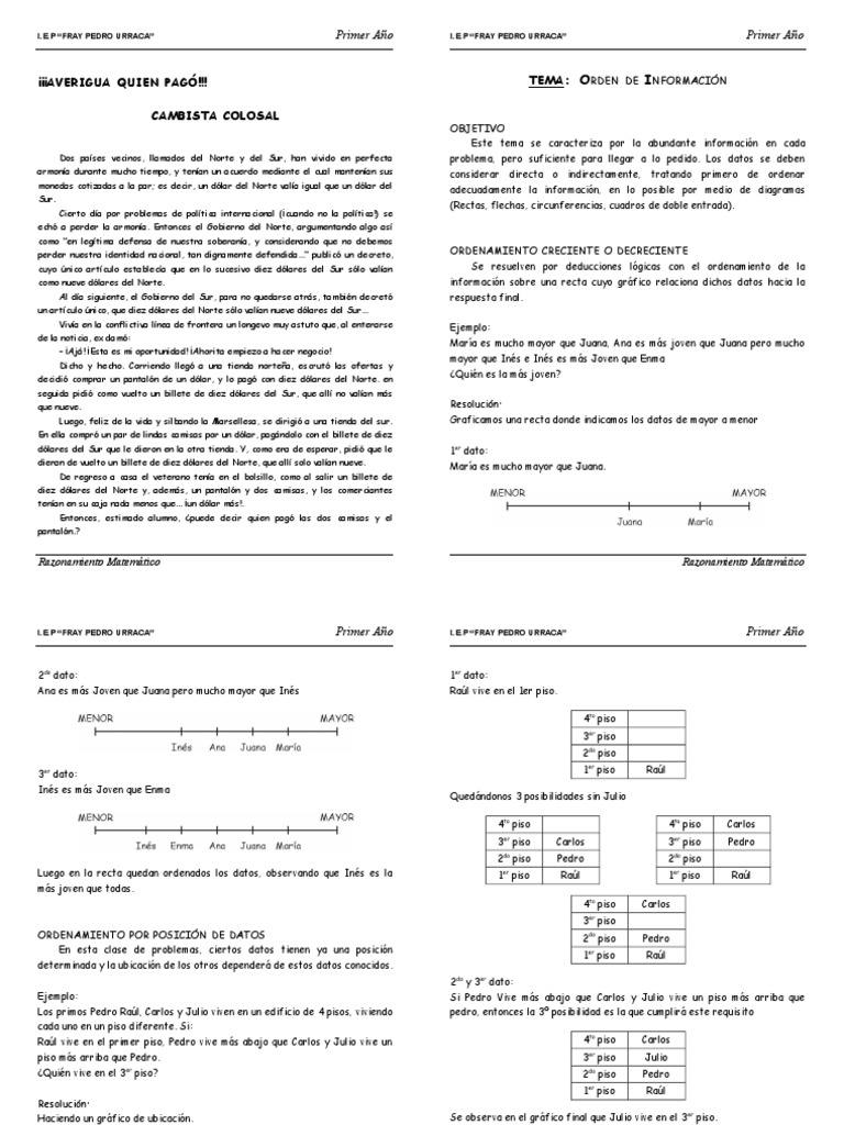 RM 1ro Sec Orden de Informacion | PDF | Ajedrez