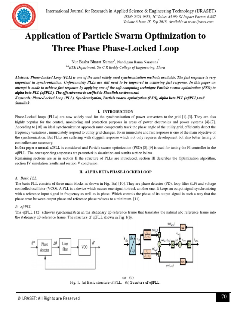 Application of Particle Swarm Optimization To Three Phase Phase-Locked Loop | PDF | Electrical ...