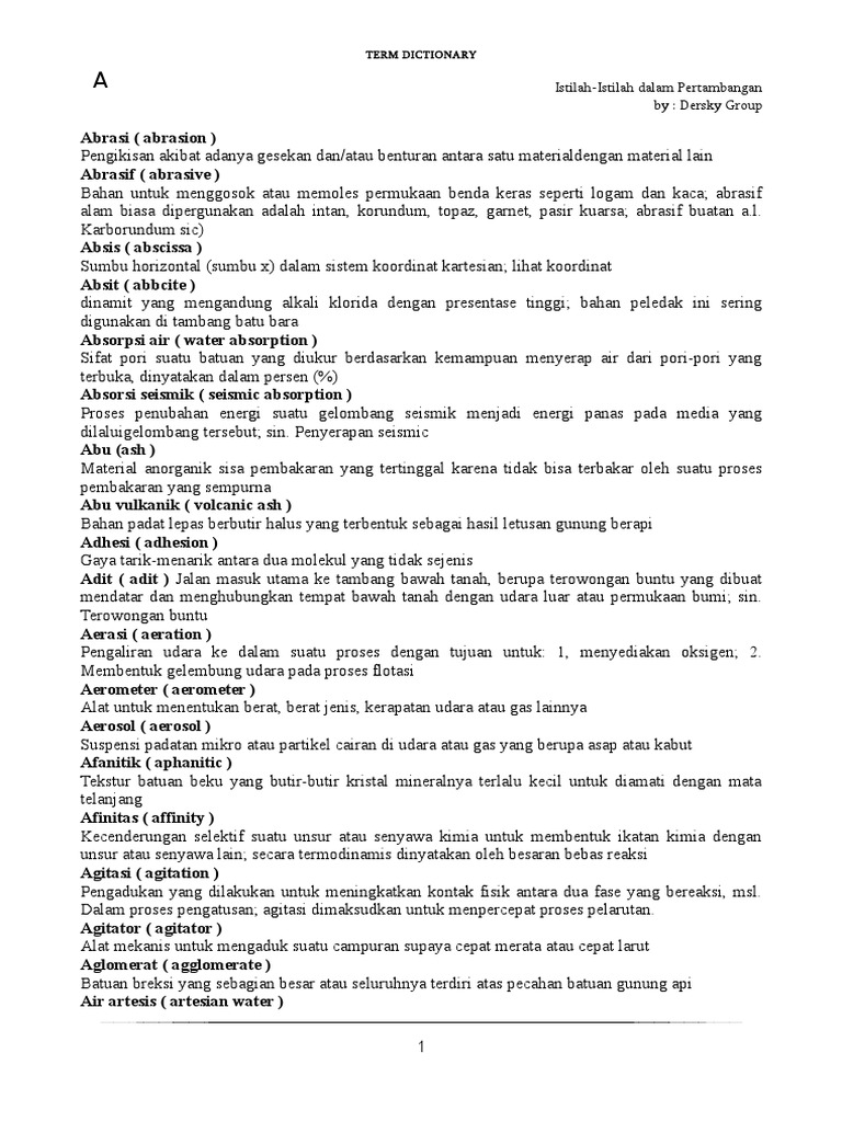 Istilah-Istilah Dalam Pertambangan | PDF