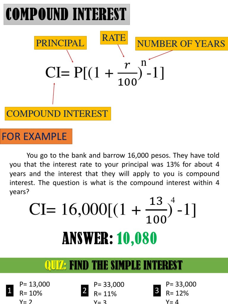 Principal Rate Number of Years: Compound Interest | Download Free PDF ...