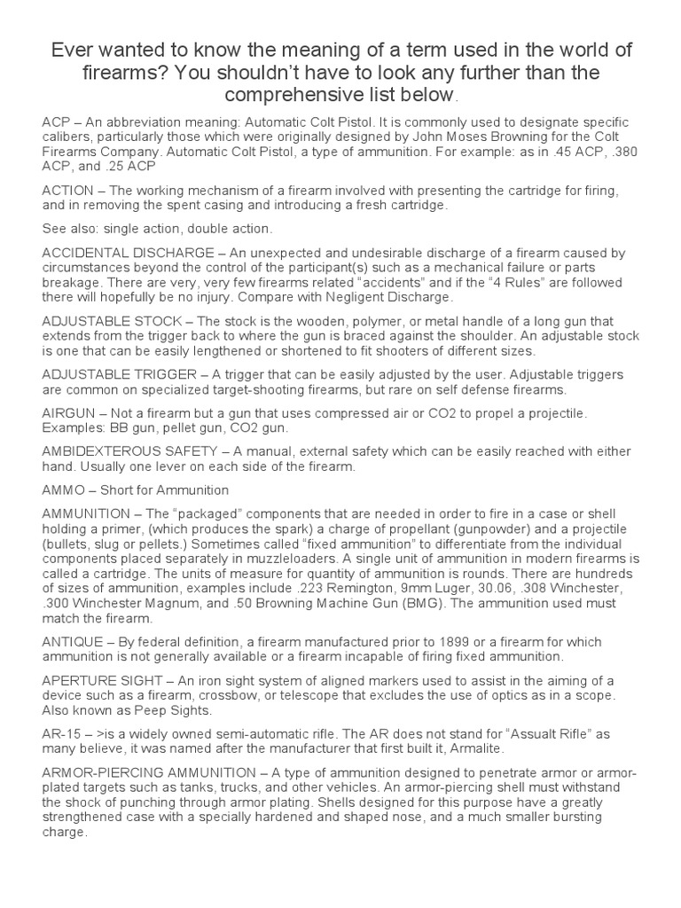 Ever Wanted To Know The Meaning of A Term Used in The World of Firearms ...