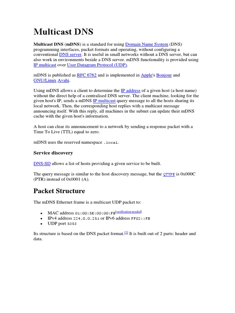 Multicast DNS: Packet Structure | PDF | Domain Name System | Data ...