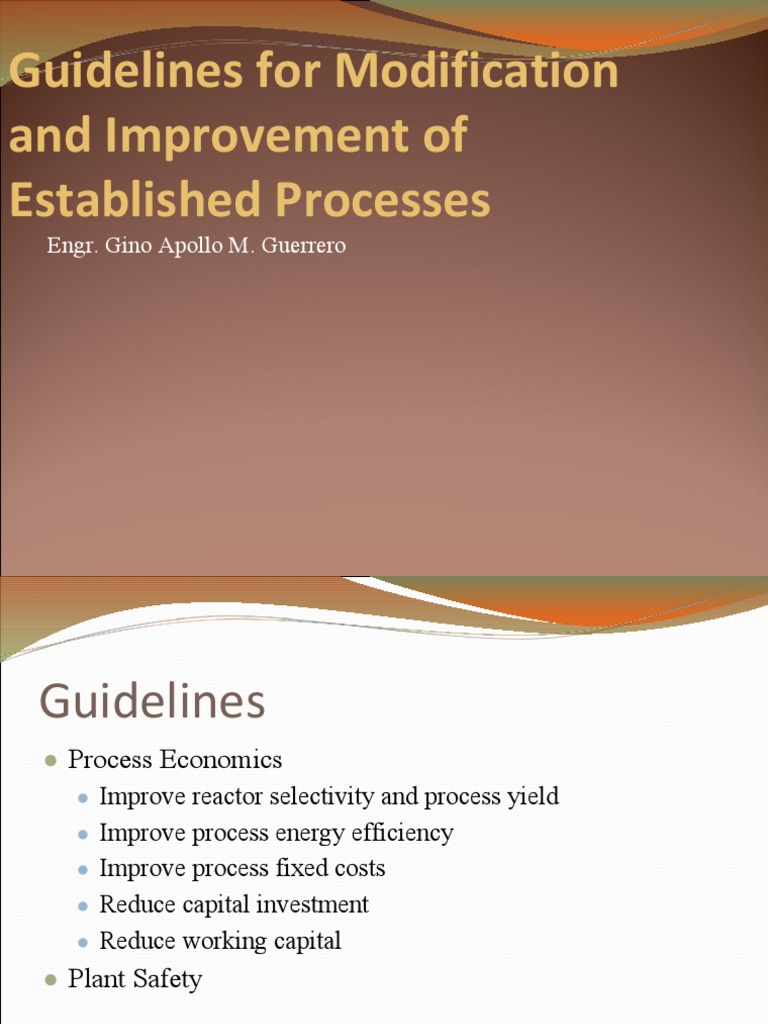 Guidelines For Modification and Improvement of Established Processes ...