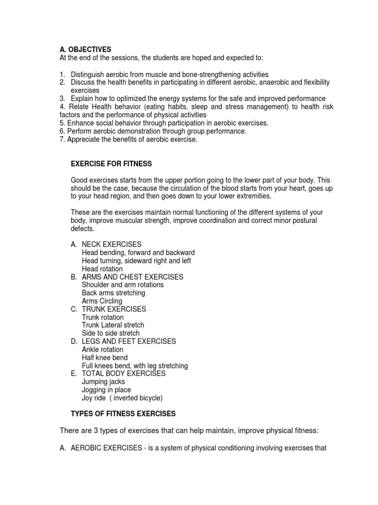 A. Objectives: There Are 3 Types of Exercises That Can Help Maintain ...